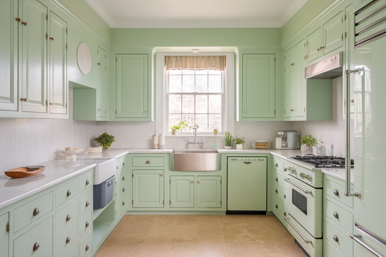 9 Elegant Pale Green Kitchen Cabinet Ideas