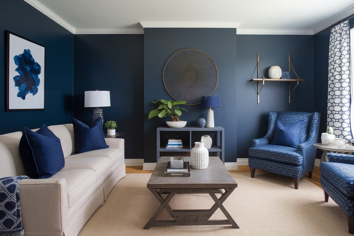 8 Bold Indigo Living Rooms